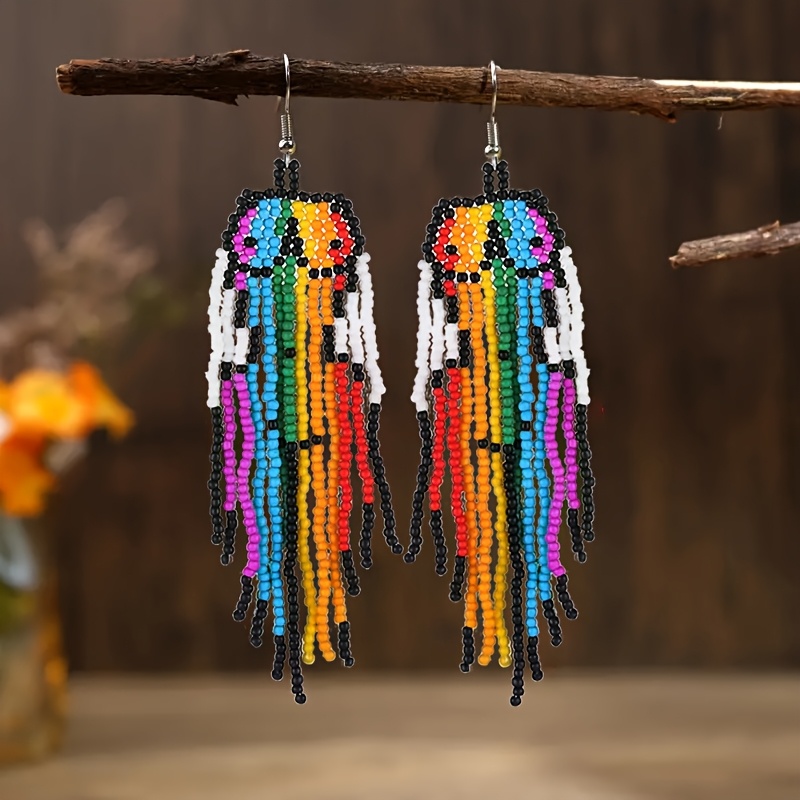 rainbow beaded earrings sold on Temu Canada