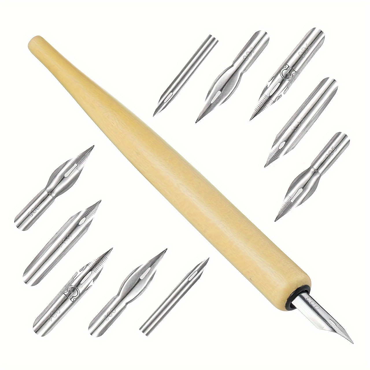 Calligraphy Nib Set Wooden Holder Stainless Steel Comic Pen - Temu
