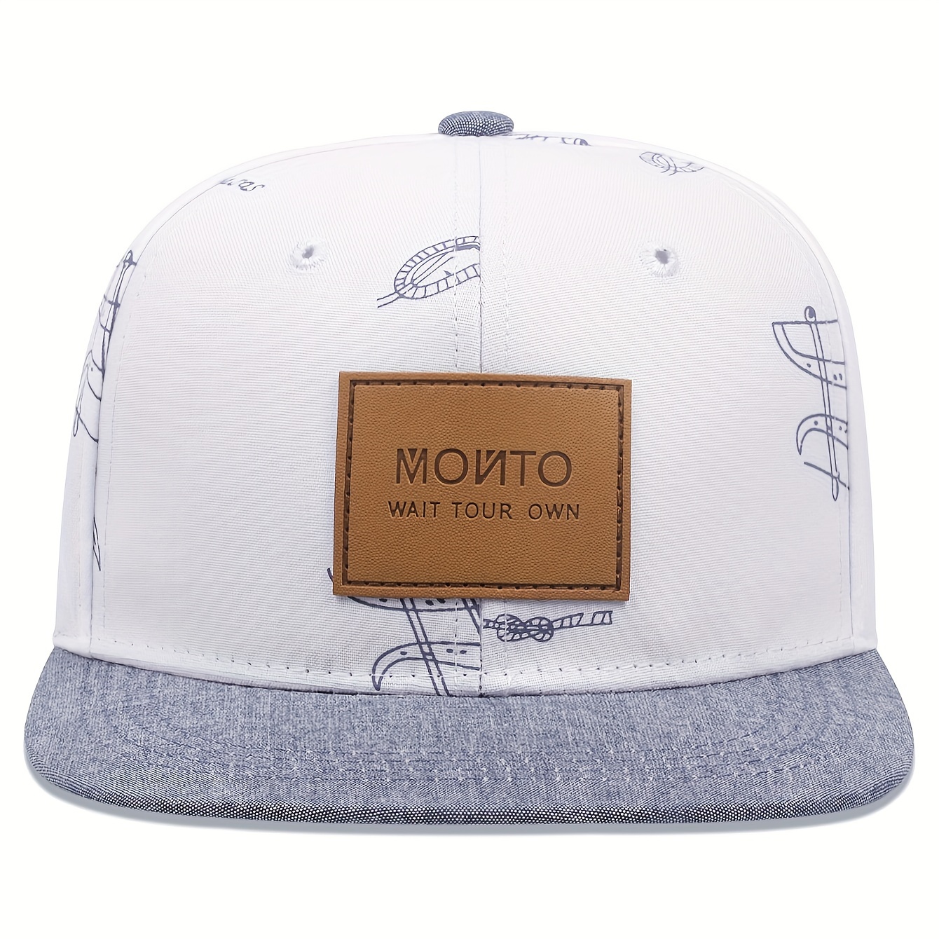 leather label snapback cap women men vintage flat brim - Temu