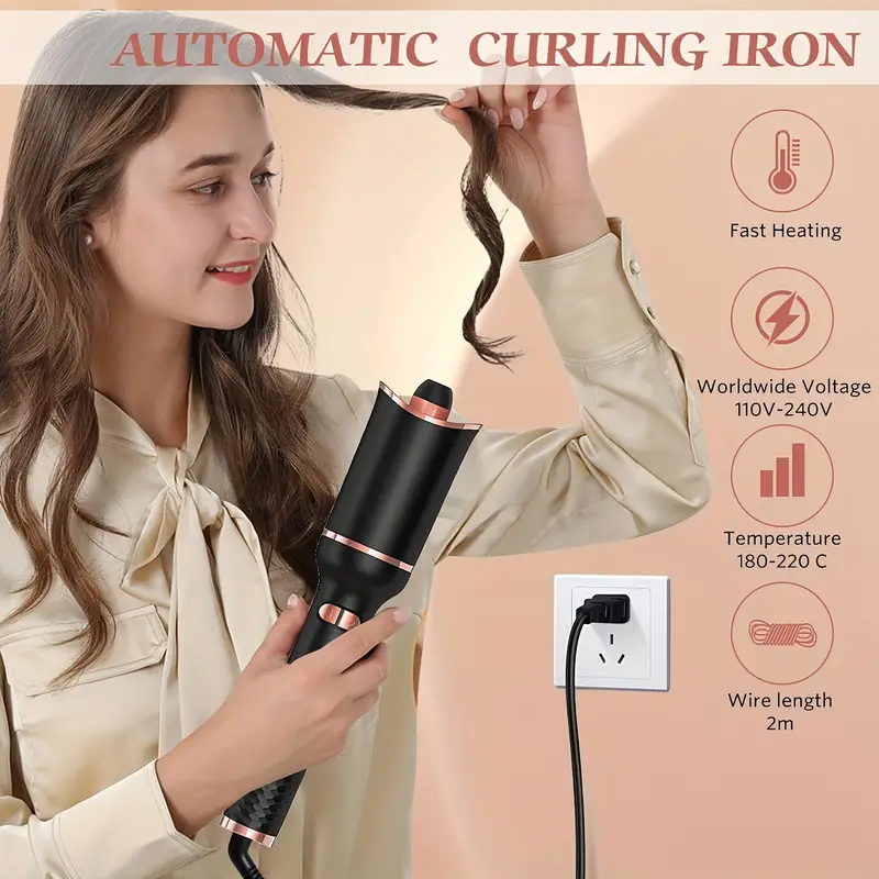 Automatic Hair Curler Ceramic Rotating Hair Curling Iron Temu United