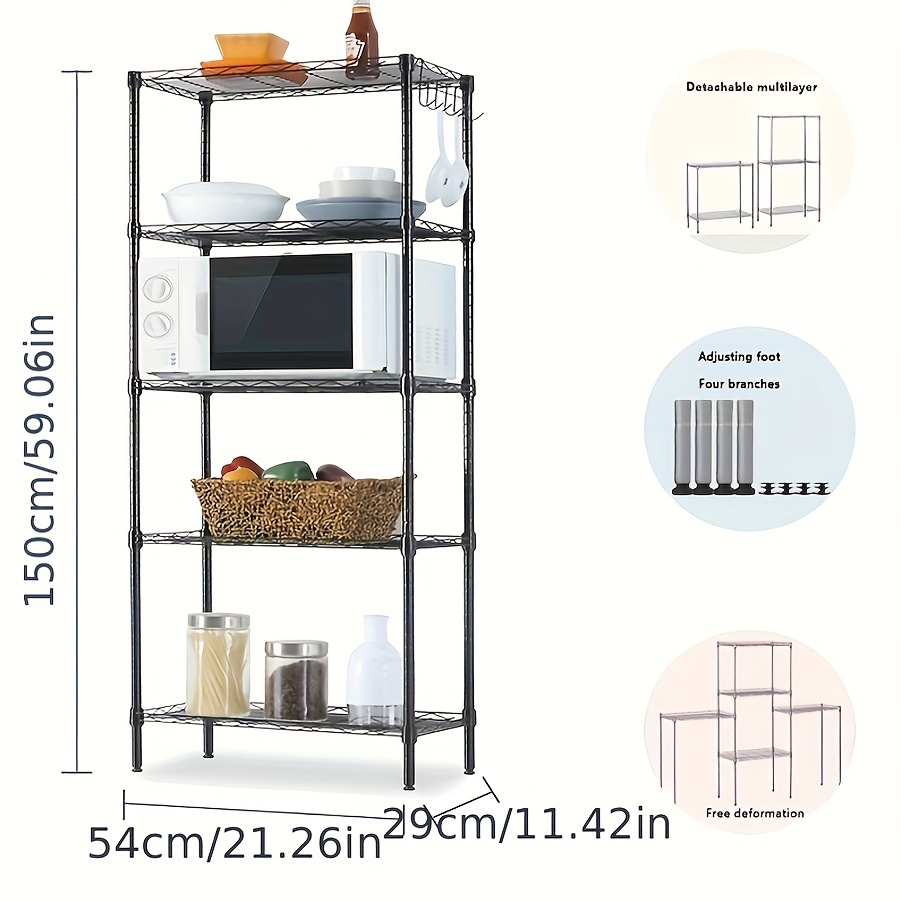 5 Tier Wire Shelving Unit Metal Household Shelf Bathroom - Temu Australia