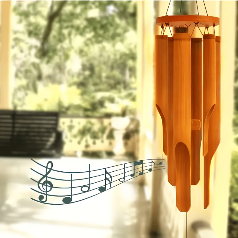 handcrafted bamboo wind chimes small outdoor wooden - Temu