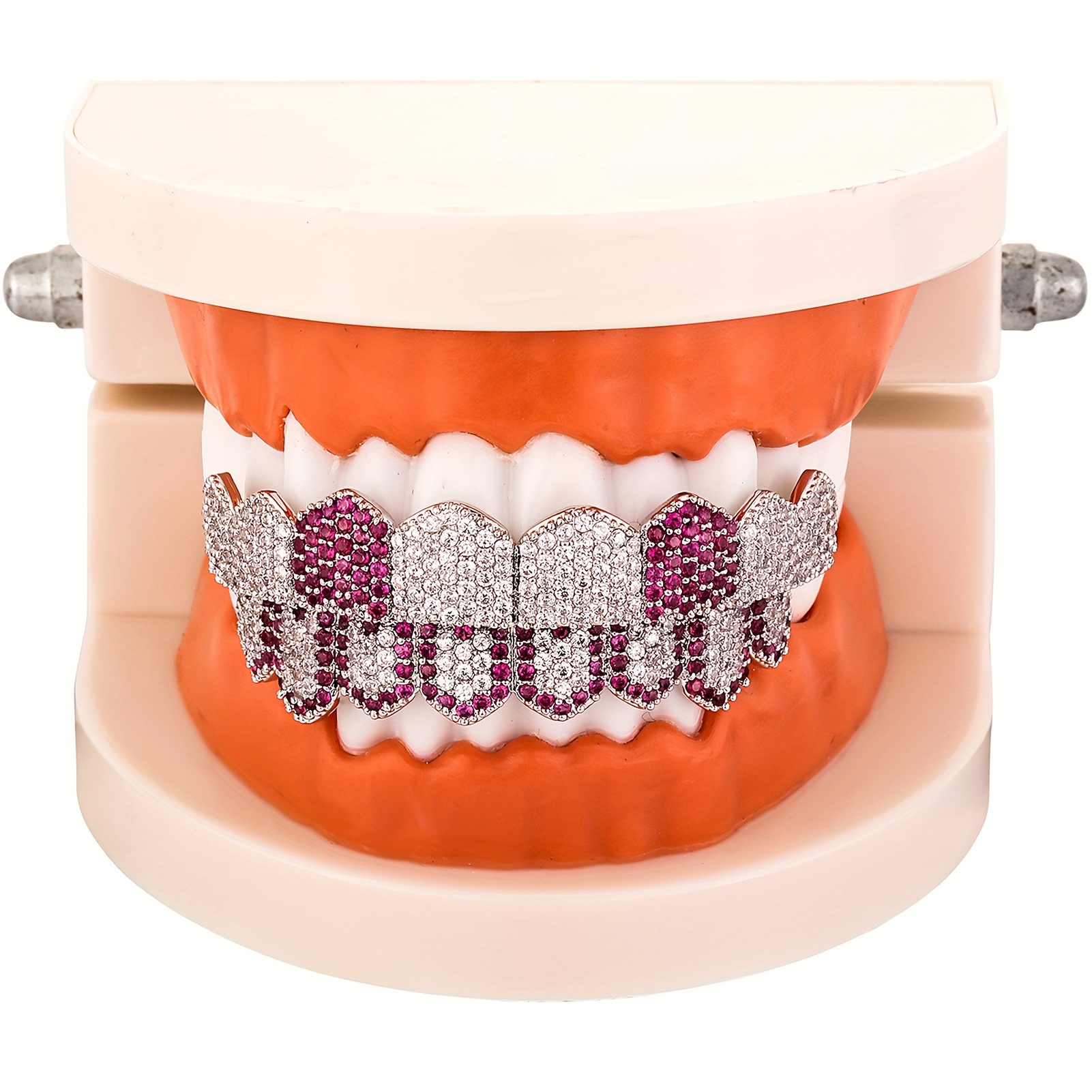 Fashion Cubic Zirconia Teeth Grillz Men Top Bottom Vampire - Temu ...