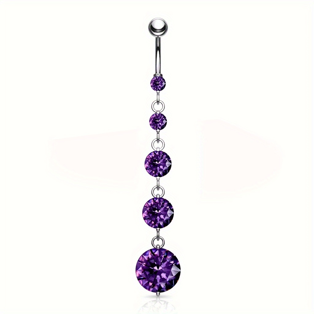 1pc Elegant Multi Gem Belly Button Rings, 316 Stainless Steel Curved Barbell Navel Piercing ...