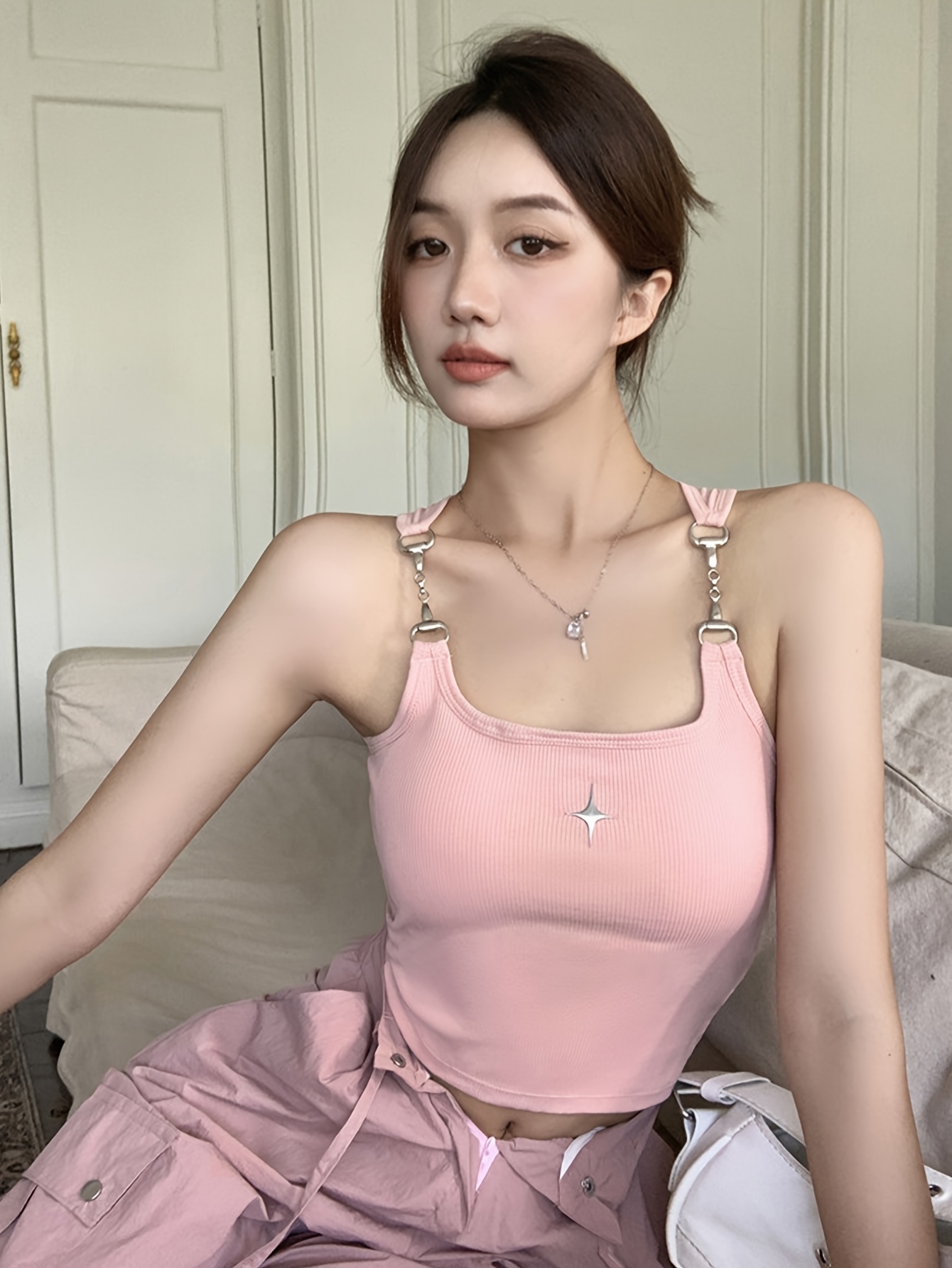 夏に着るY2K風の袖なしキャミトップ、女性用服 - Temu Japan