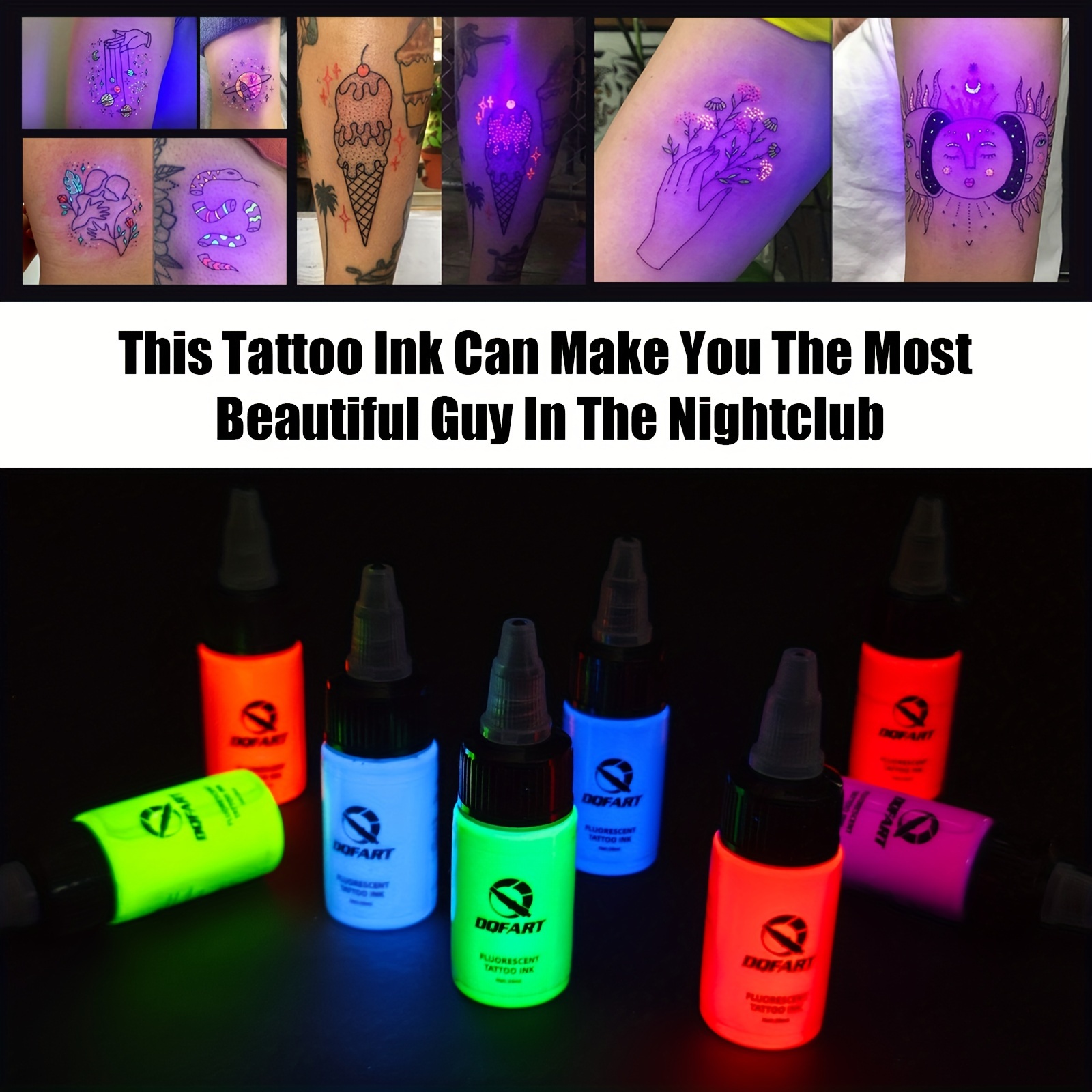 Uv Fluorescent Tattoo Ink Artists Non toxic Glow In - Temu