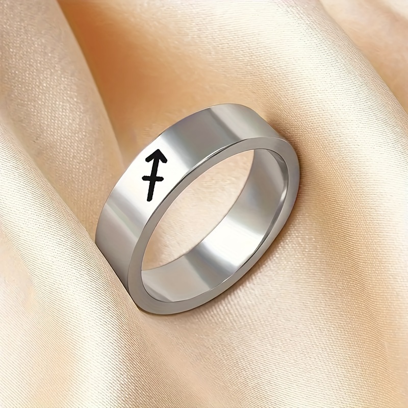 Fashion Stainless Steel Simple Ring Twelve Constellation - Temu United ...