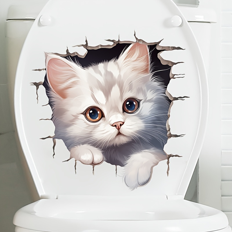 1pc Cute Cat Toilet Seat Sticker Toilet Sticker Self - Temu United Kingdom