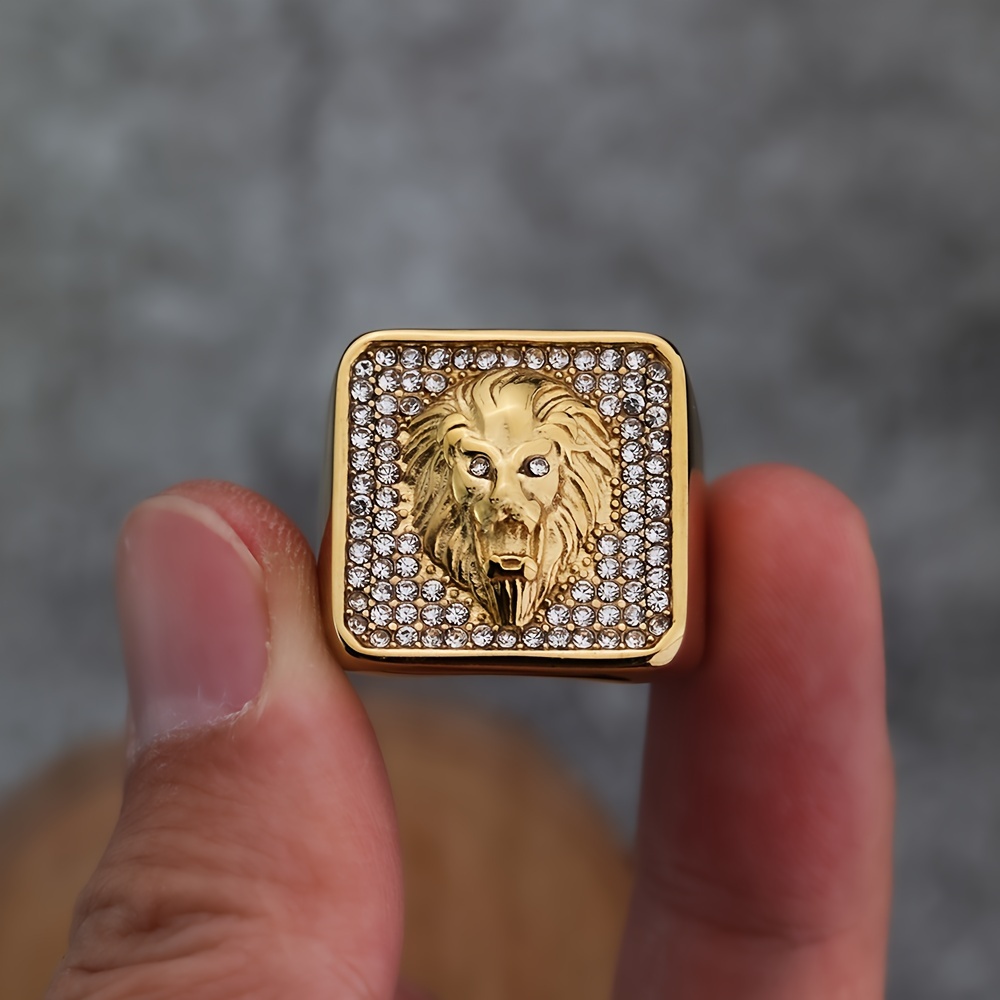 Stylish Lion shaped Ring Inlaid Cubic Zirconia Ring - Temu Ireland