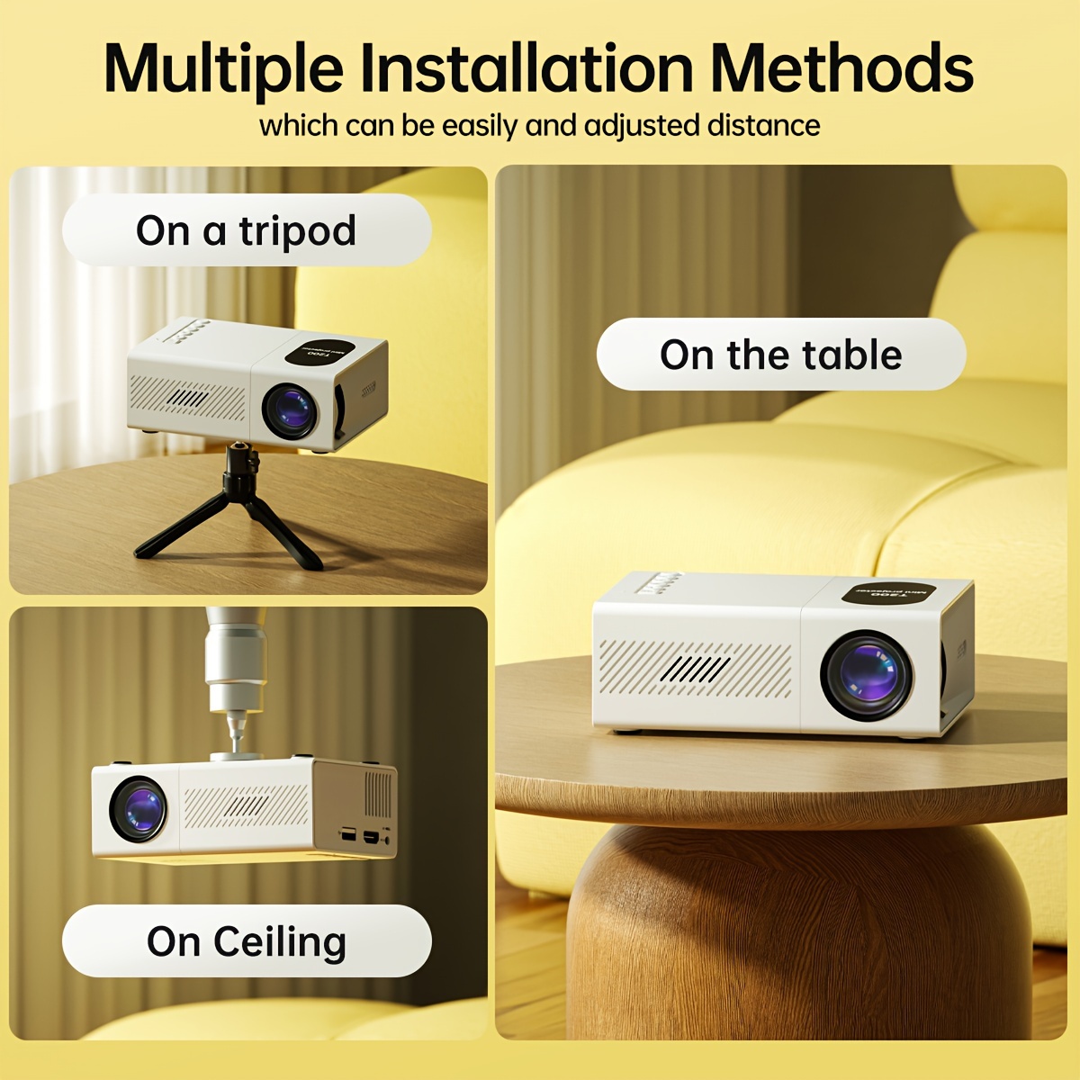 2024 New Mini Projector Home Theater Projection Compatible - Temu