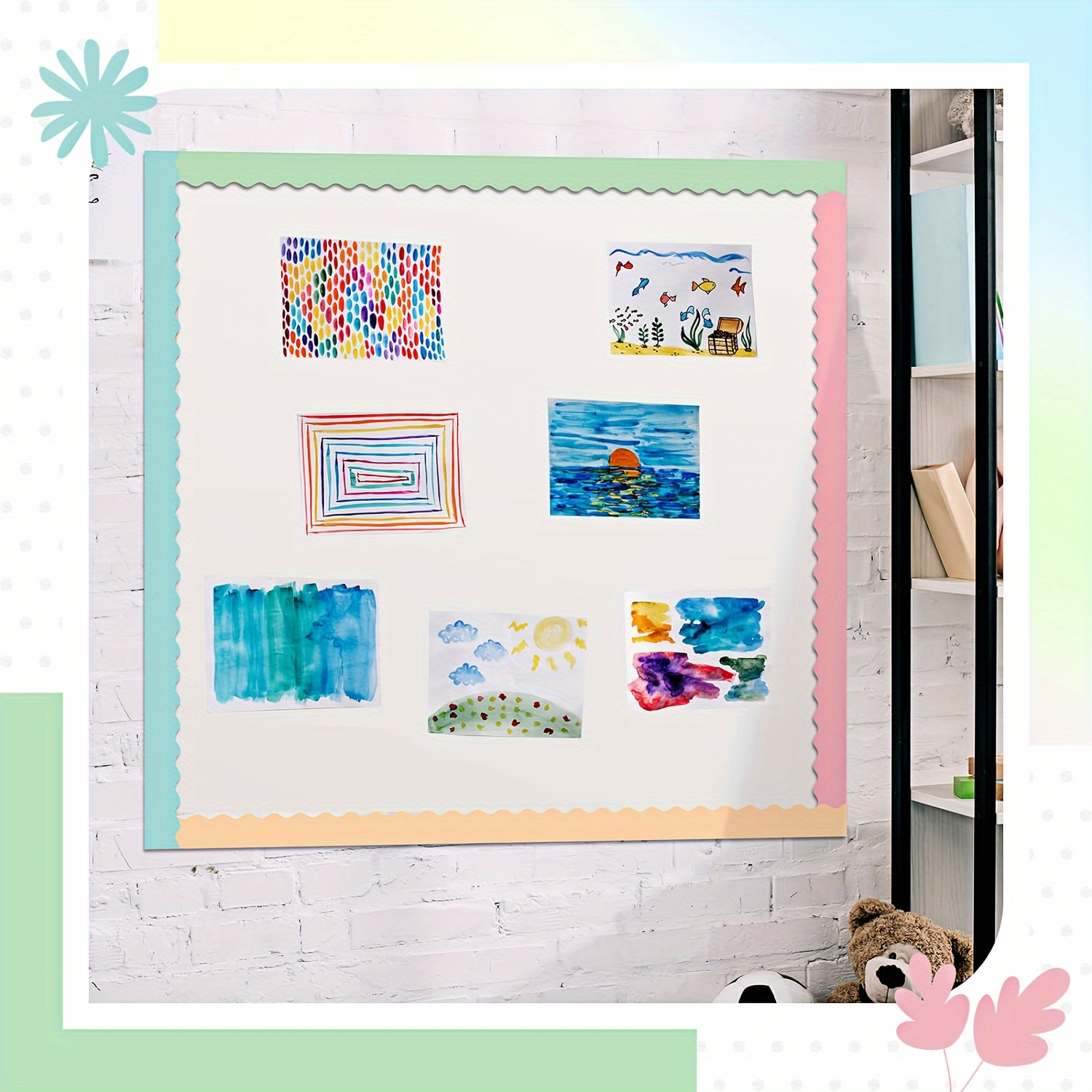 Bulletin Board Colored Border Scalloped Trim Decoration - Temu