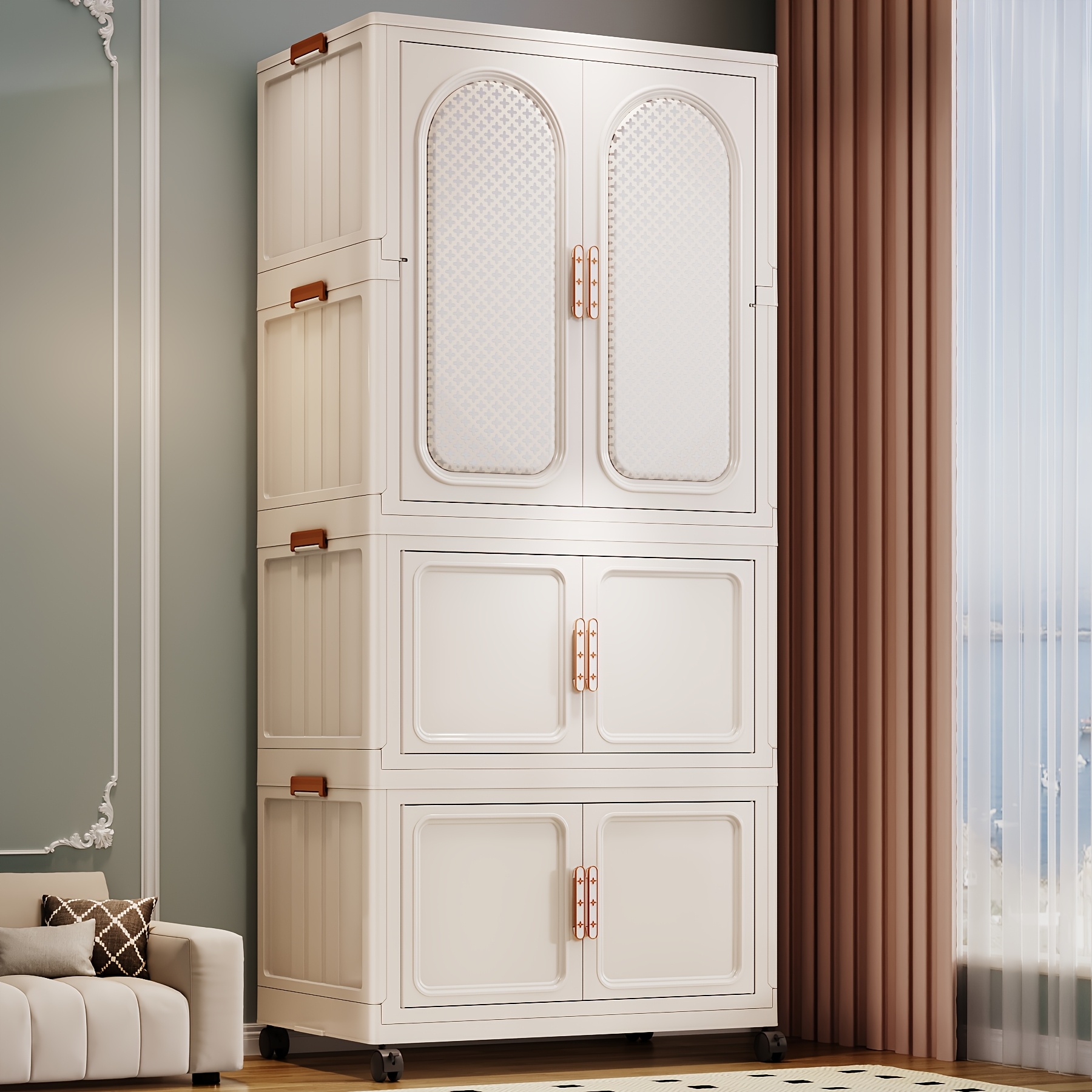 Portable Storage Box Stackable Storage Cabinet Multifunctional Wardrobe Organizer. an Easy To Assemble Foldable Wardrobe That Used for Hanging Clothes Suitable for Bedrooms Closets Clothing