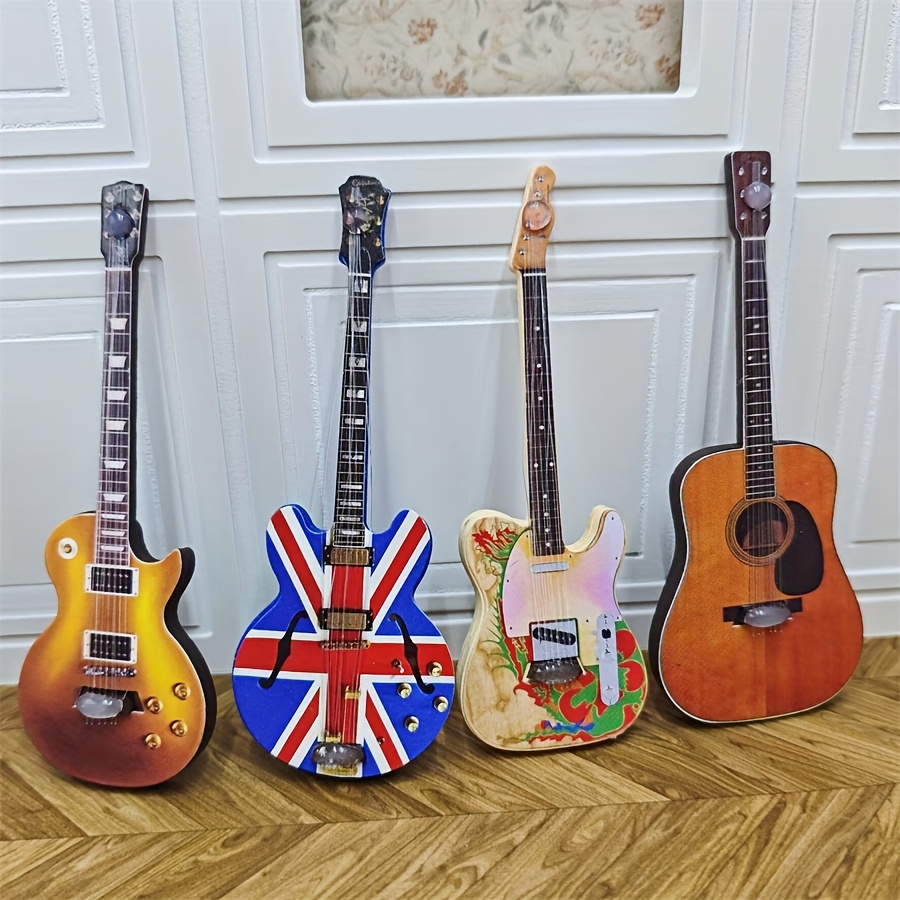 Dollhouse Guitar Haosie Miniature Guitar Model, Wooden Mini Guitar With ...