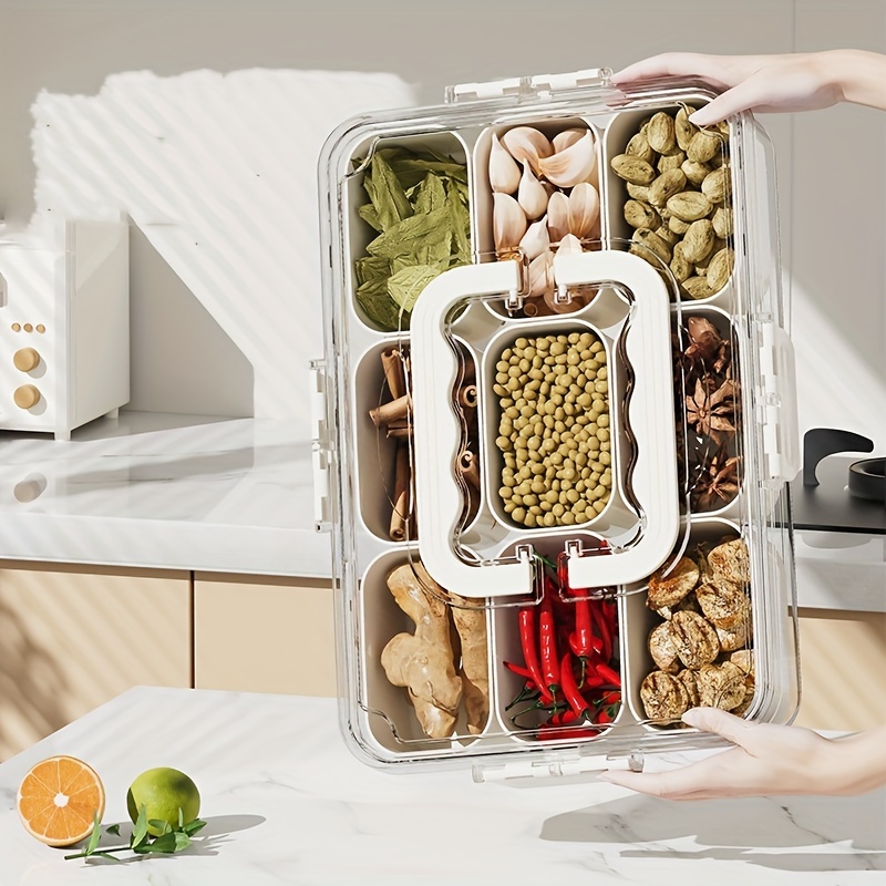 Versatile 6/9-compartment Serving Tray With Handle & Lid - Perfect For ...