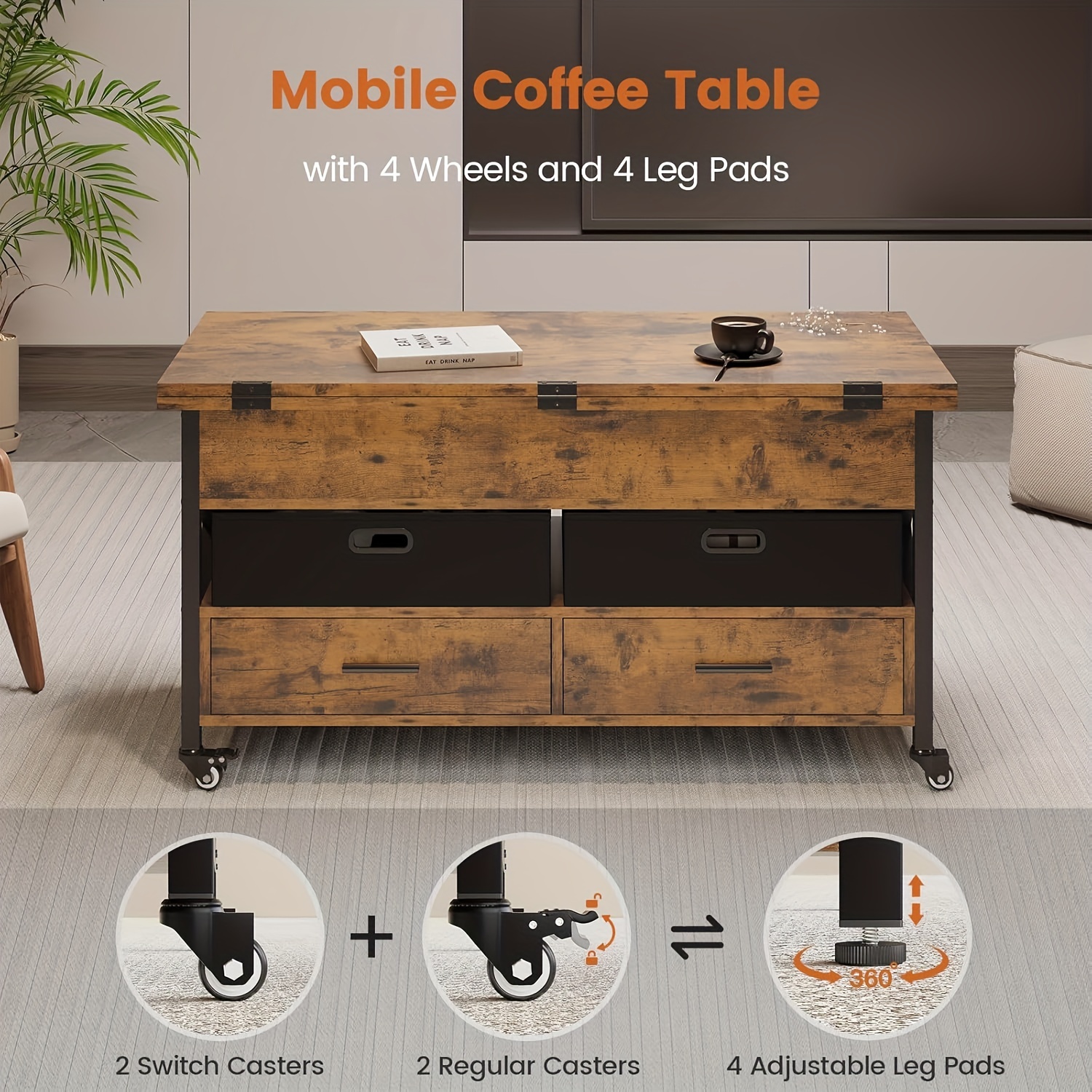 Lift Top Coffee Table Storage 1 Center Table 4 - Temu