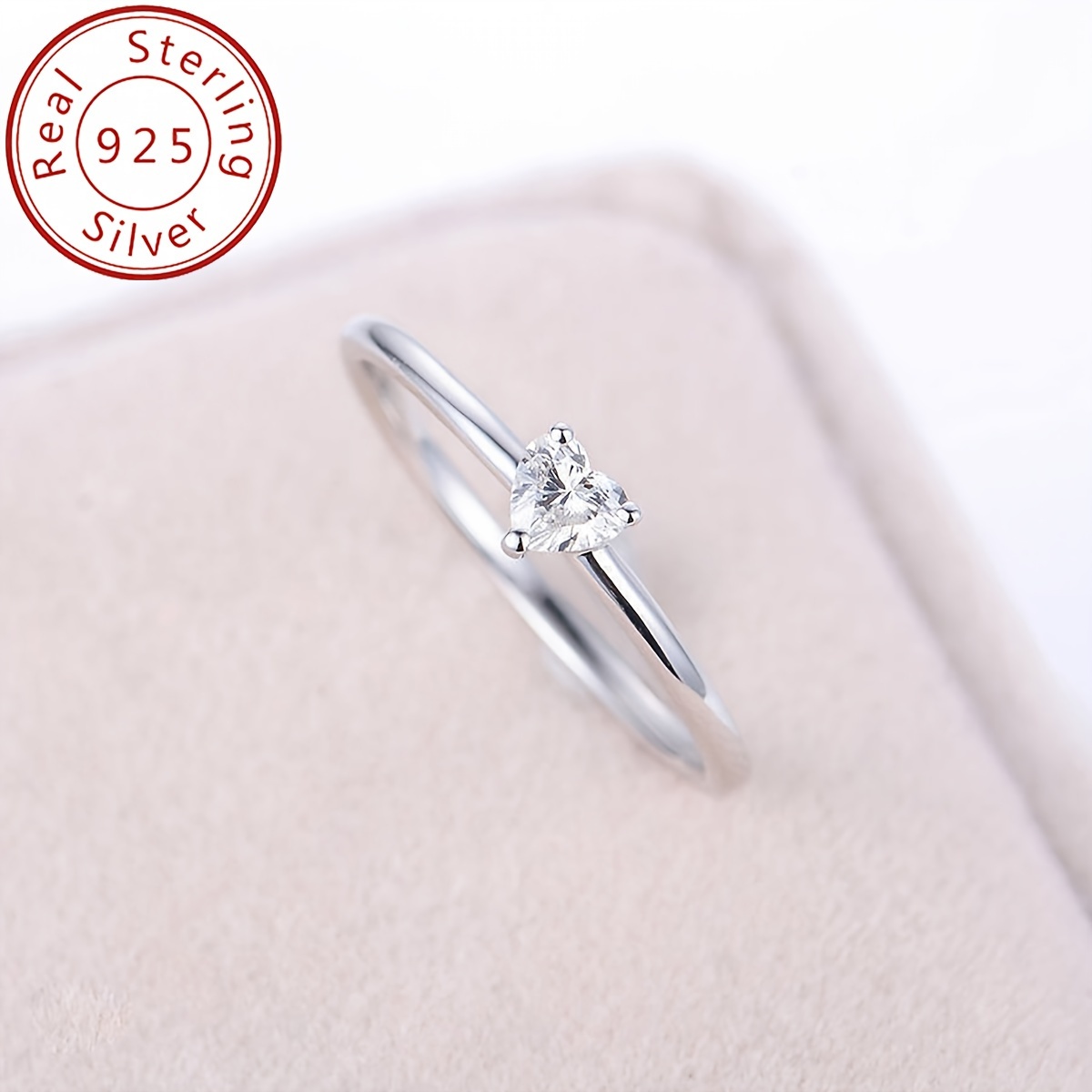 1 Szt. Pierścionek Ze Srebra Próby 925 Inkrustowana - Temu Poland