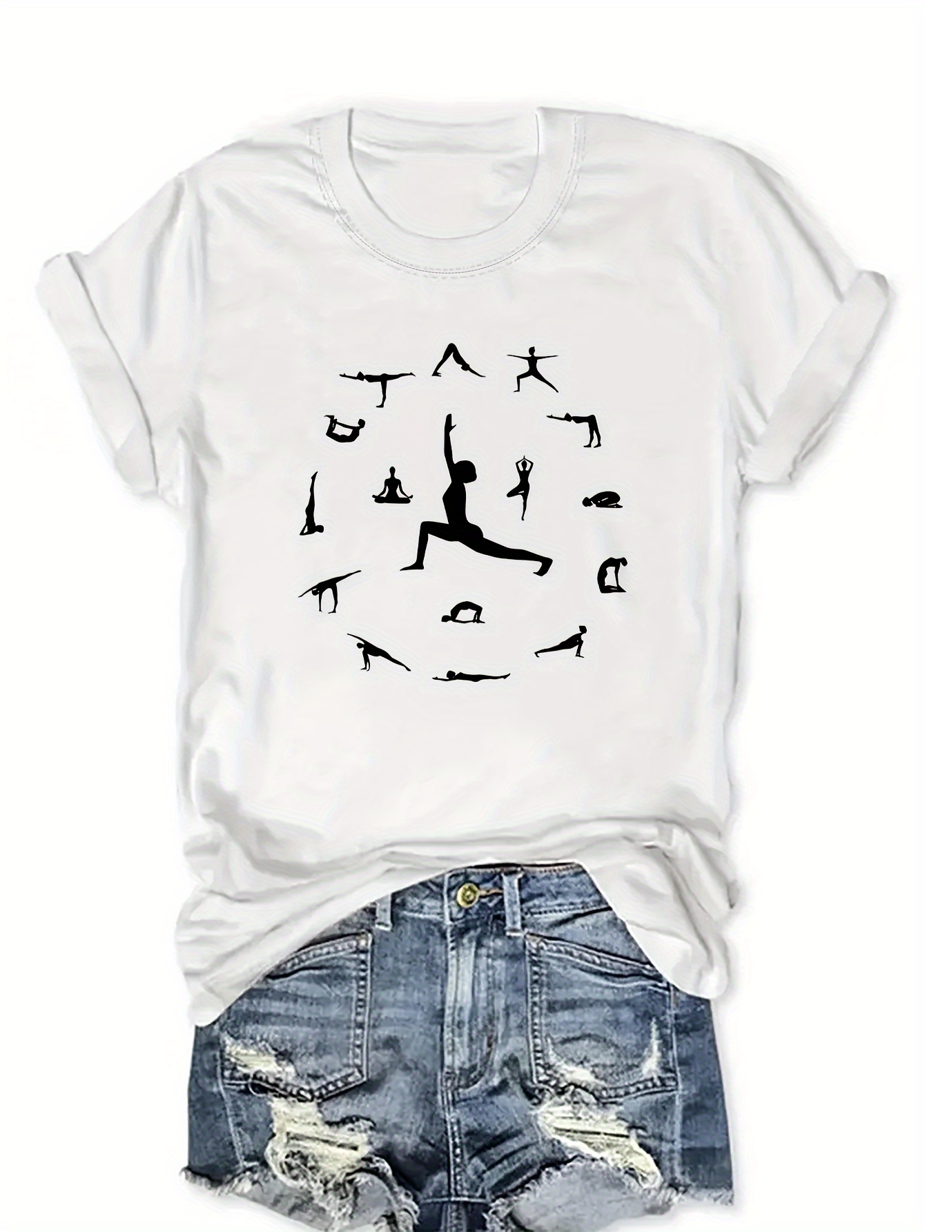 plus size casual graphic print t shirt short sleeve crew - Temu Canada