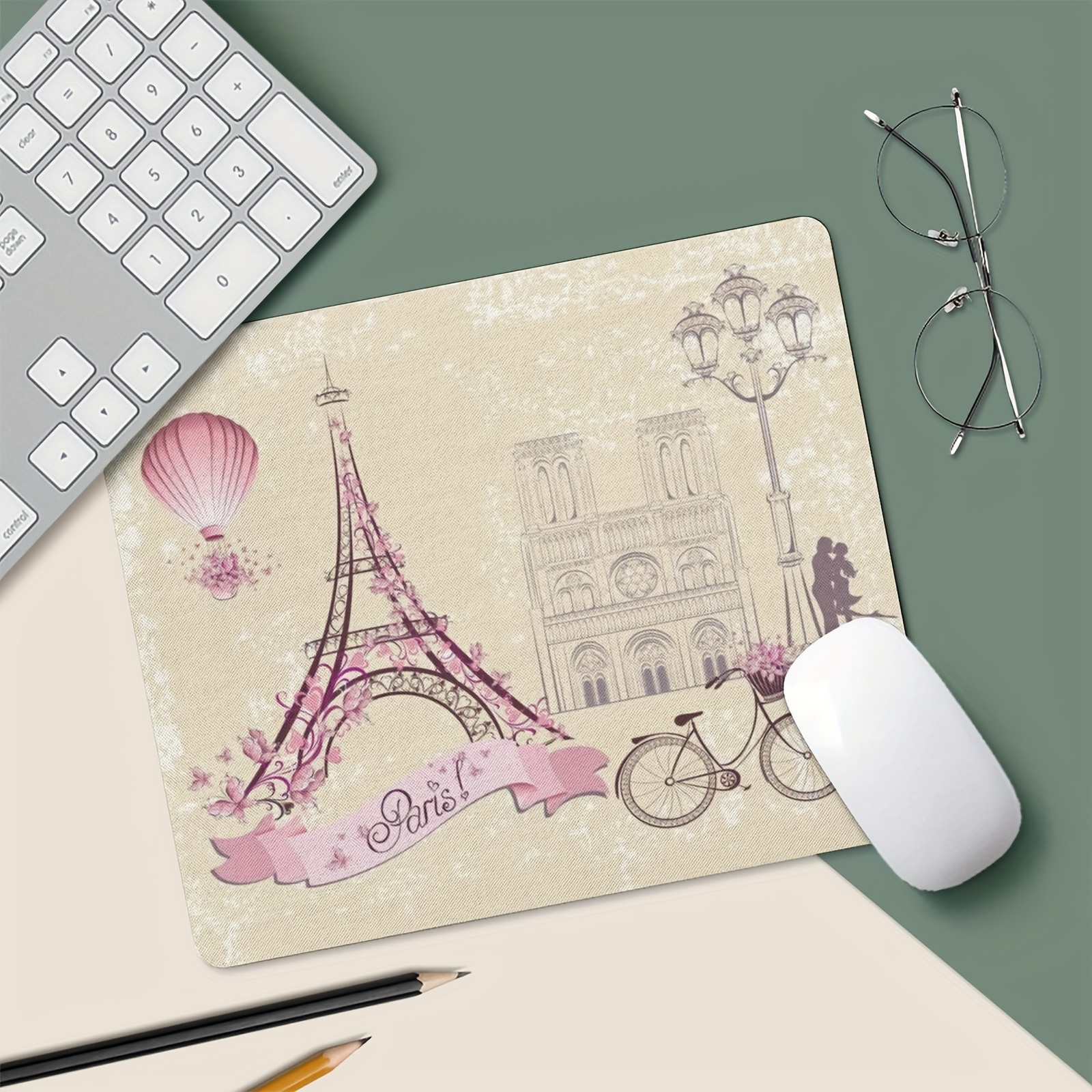 Vintage Parisian-inspired Thick Rubber Mouse Pad, 9.45 X 7.9 Inches ...