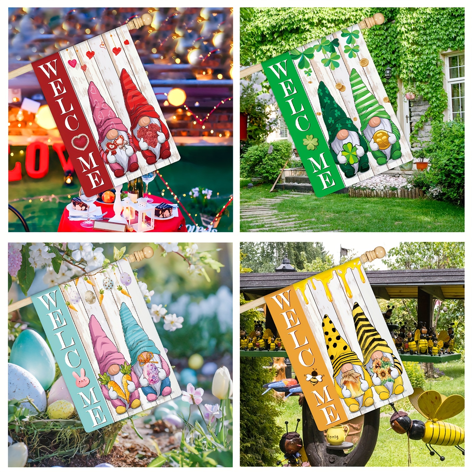 large garden flag set double sided polyester welcome - Temu New Zealand