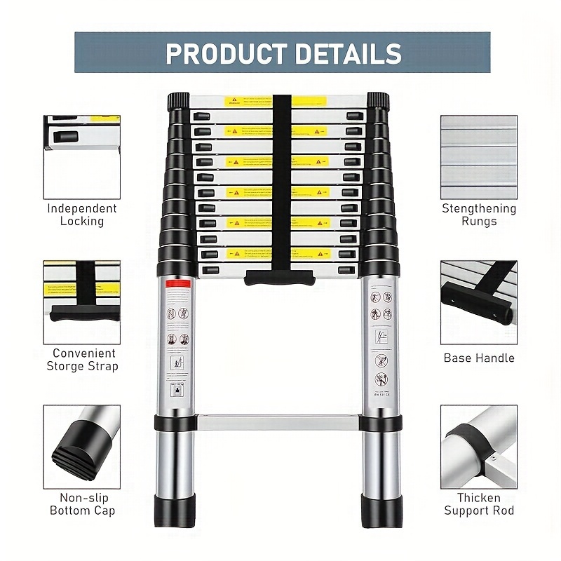 Telescoping Ladder Telescopic Extension Ladder Aluminum - Temu