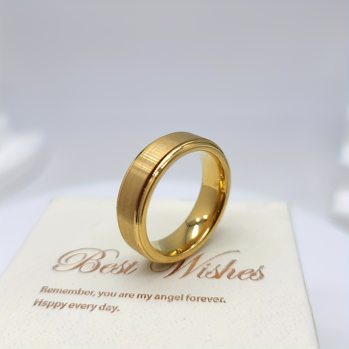 Wide Tungsten Steel Ring Golden Ring Men - Temu United Kingdom