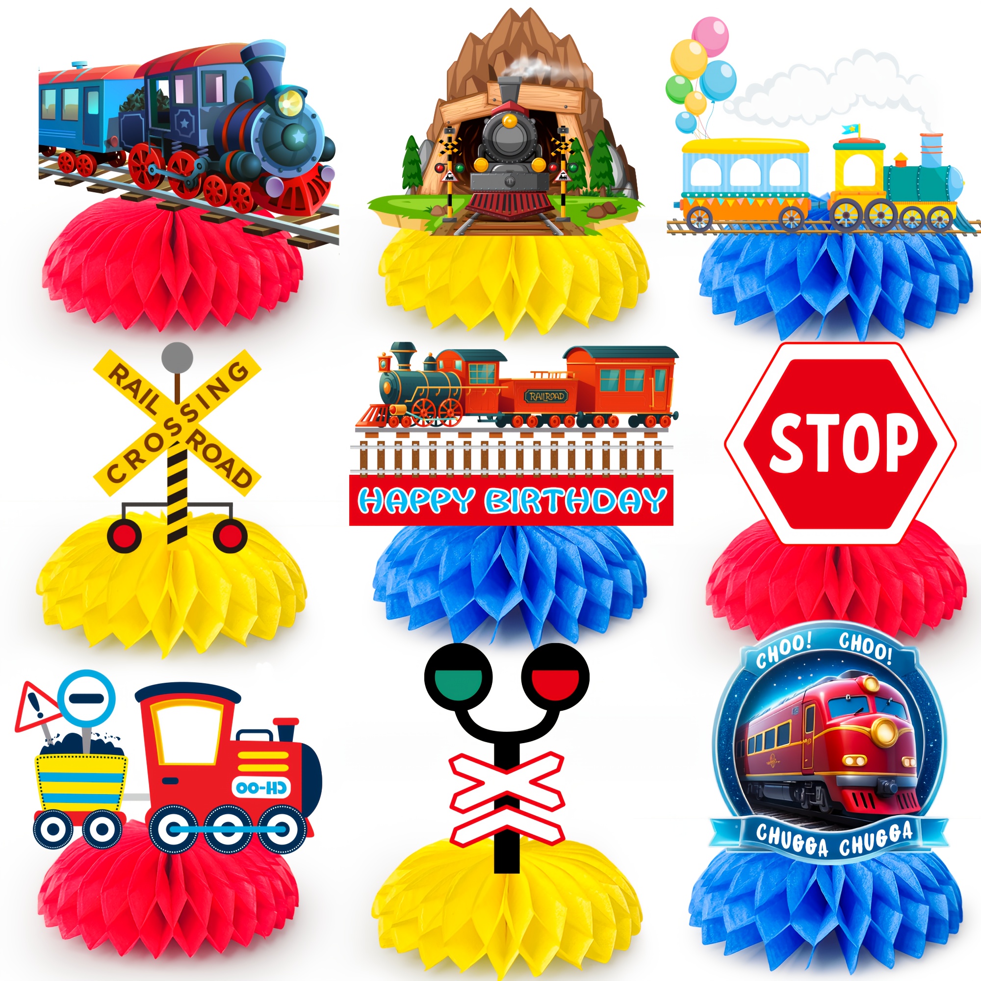 train birthday decorations sold on Temu United States
