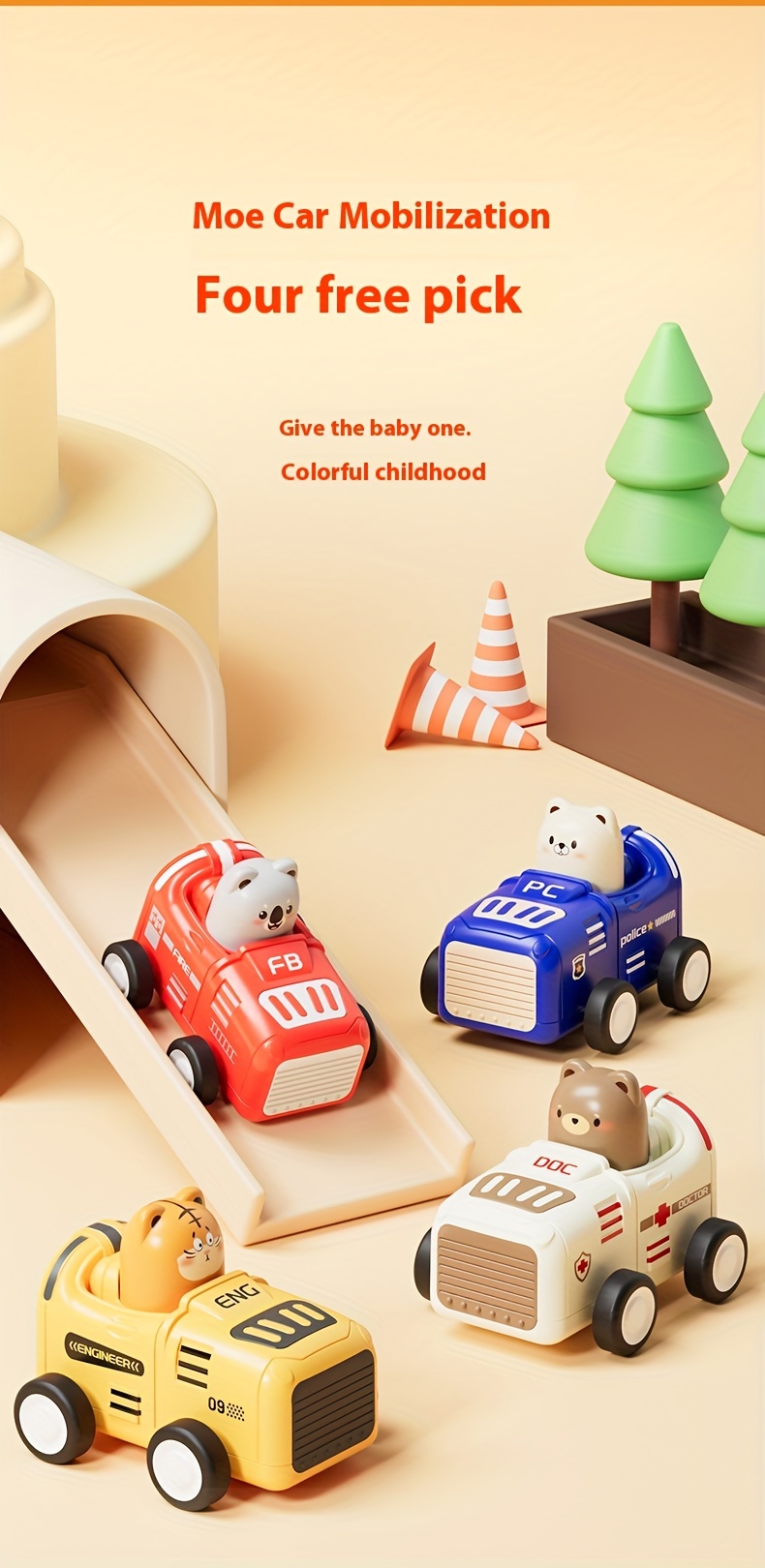 Cute Animal Pull back Toy Cars Kids Durable Inertia powered - Temu
