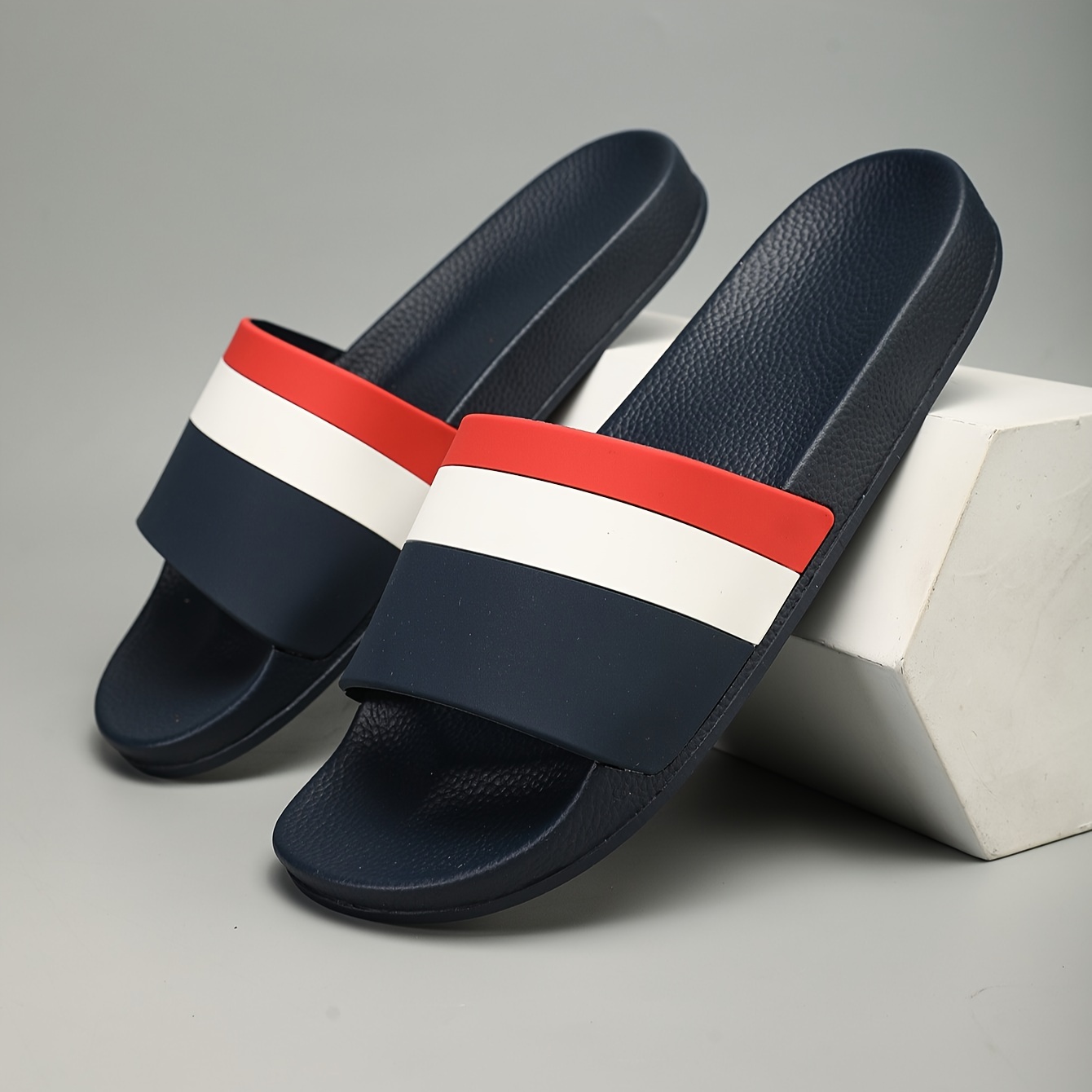 mens casual non slip slippers quick drying open toe shoes for indoor walking bathroom shower ...