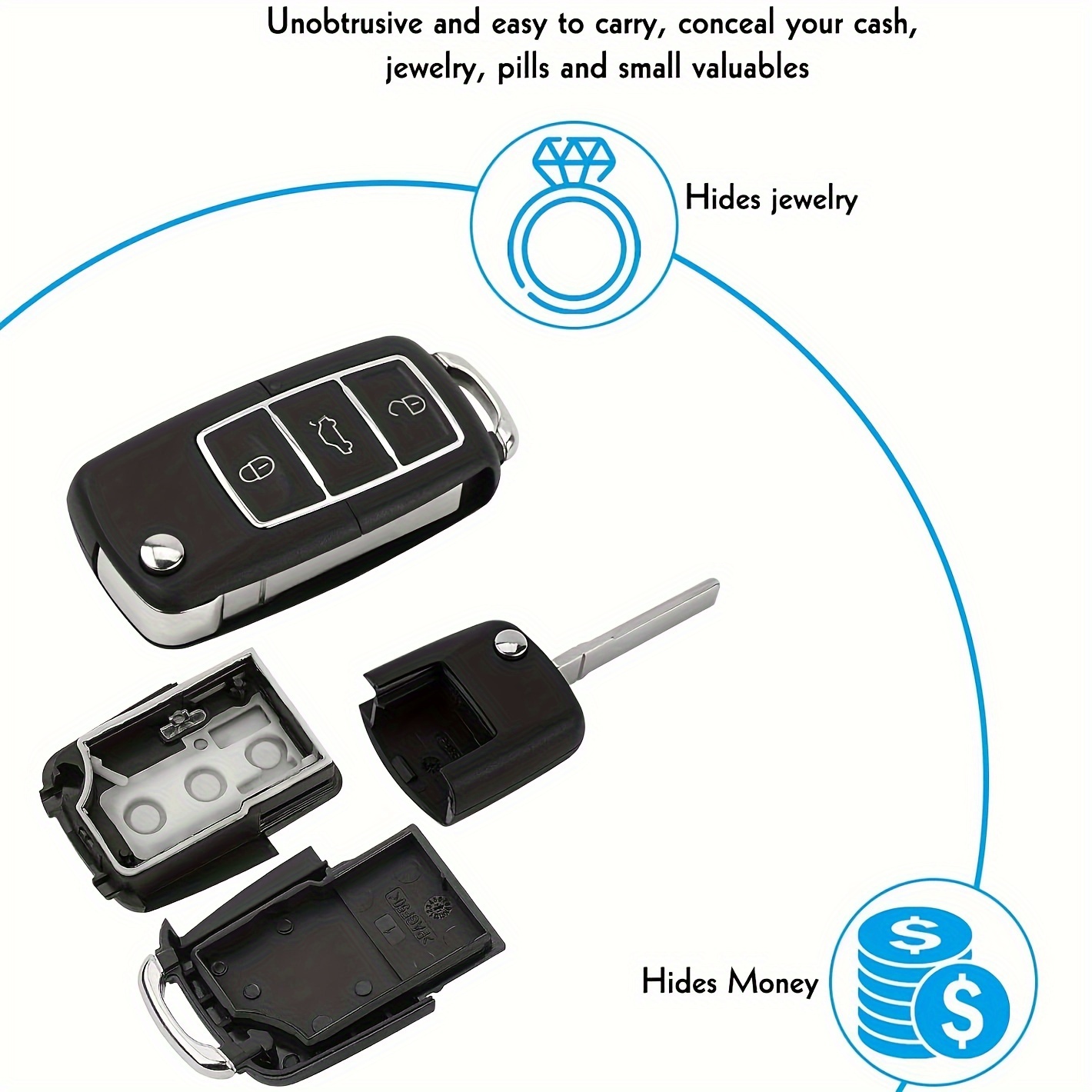 Car Key Diversion Safe Waterproof Hidden Secret - Temu
