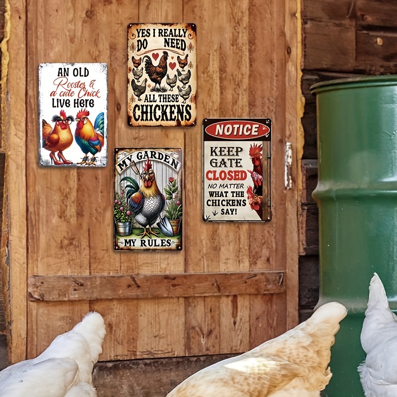 humorous iron chicken metal sign retro style indoor outdoor - Temu