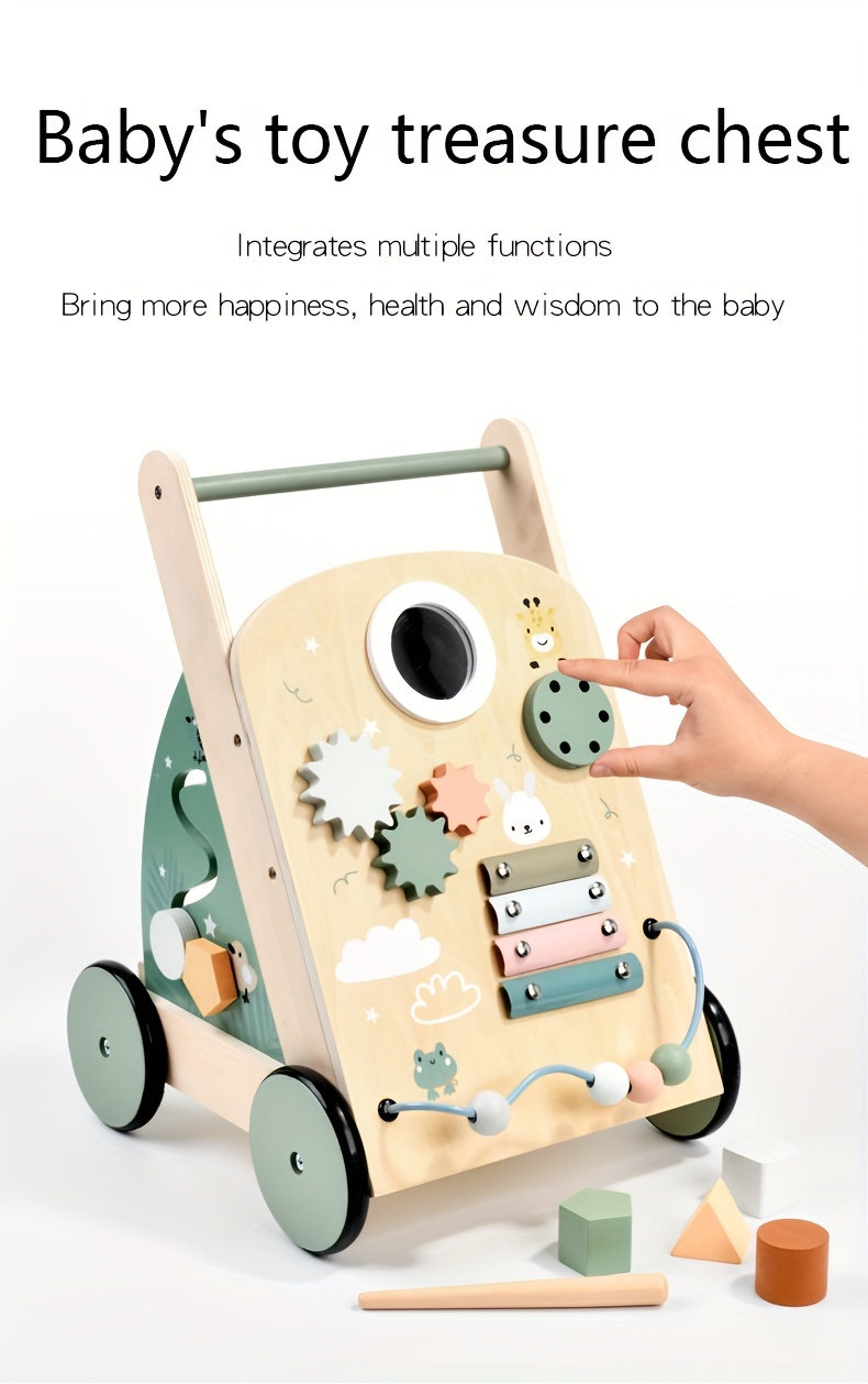 Interactive Wooden Baby Walker Toy Push Pull Learning - Temu South Africa