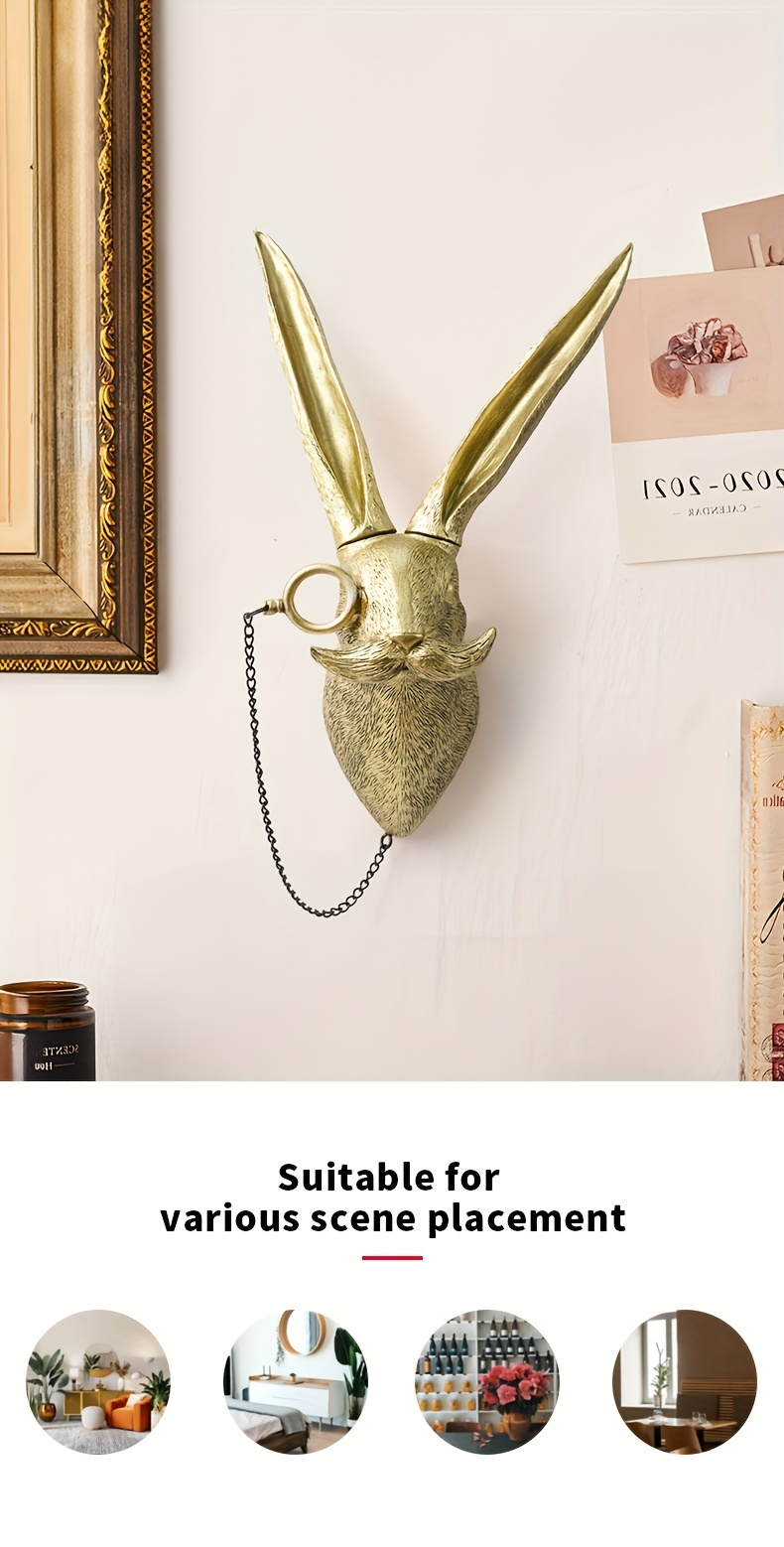 Rabbit Head Bunny Wall Hanging Decor Resin Ornament Home - Temu Philippines