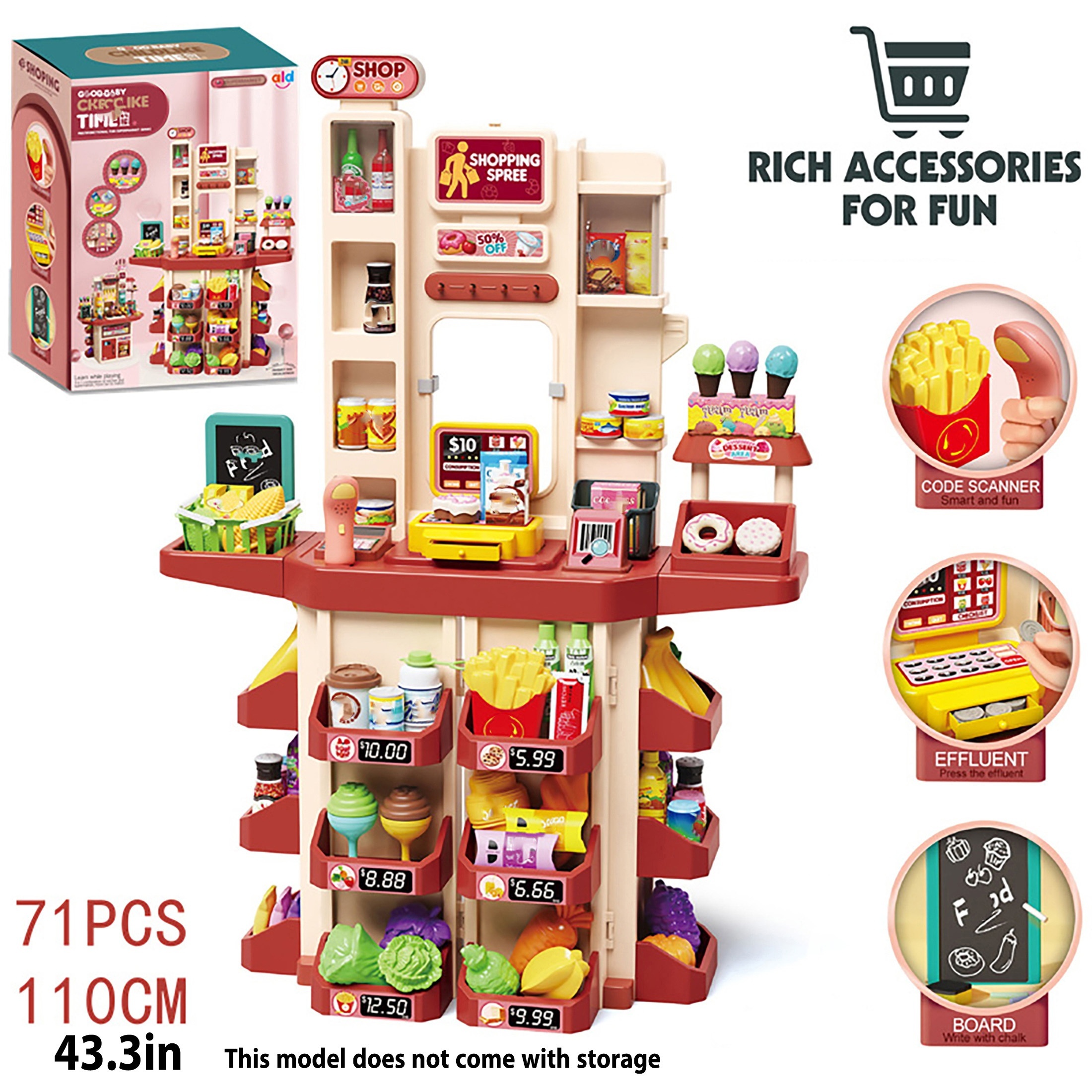 Double Sided Kitchen And Supermarket Playset Includes A Dining Table ...