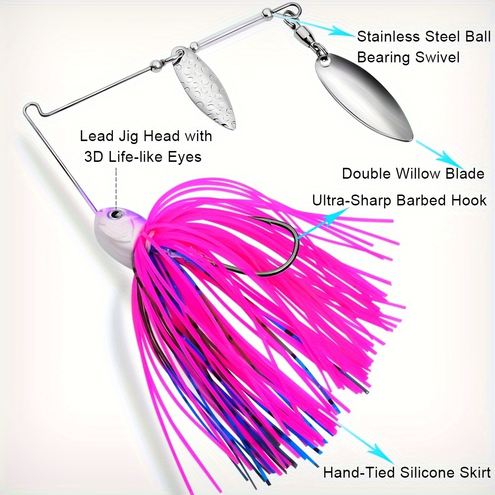 Proberos 5pcs 0.48oz/0.6oz Fishing Spinner Bait, Skirt Jig Lure With ...