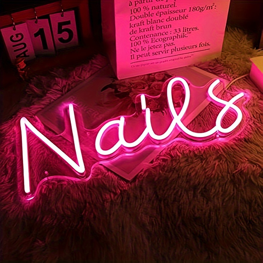 Nails Led Neon Sign Cool Girls Bedroom Desk Wall Decoration Beauty ...