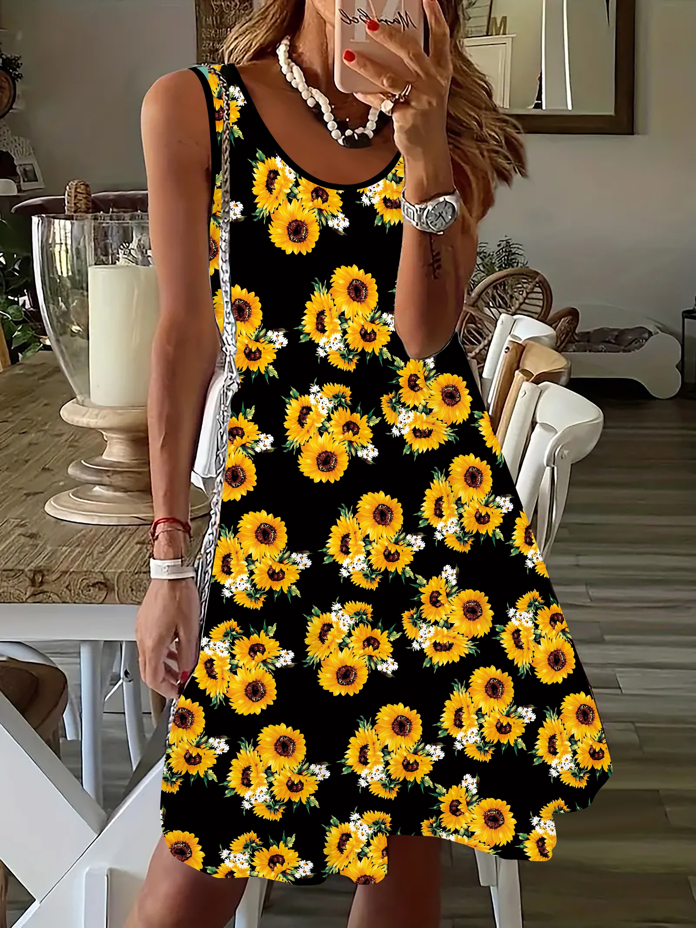 sunflower sundress sold on Temu United States