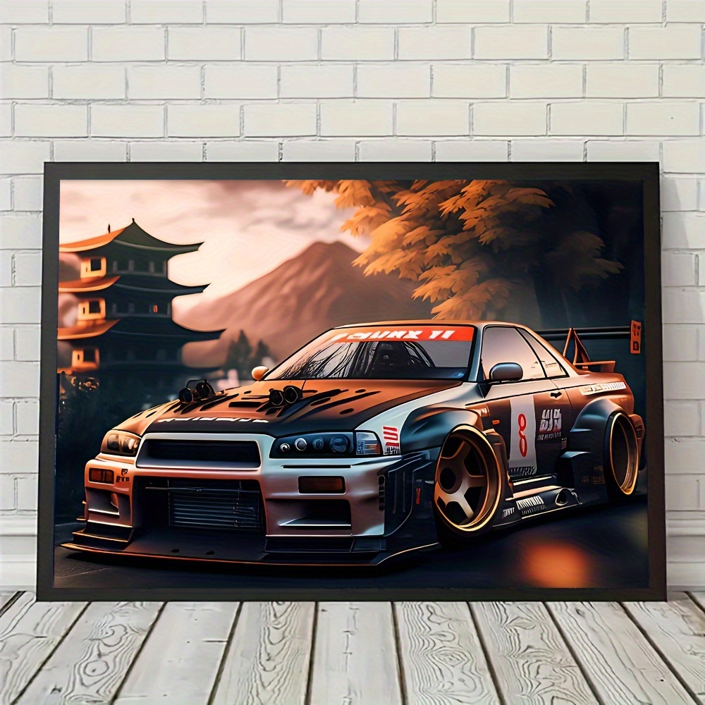 1pc Unframed Supercar Canvas Poster Temple Landscape And Racing Car ...