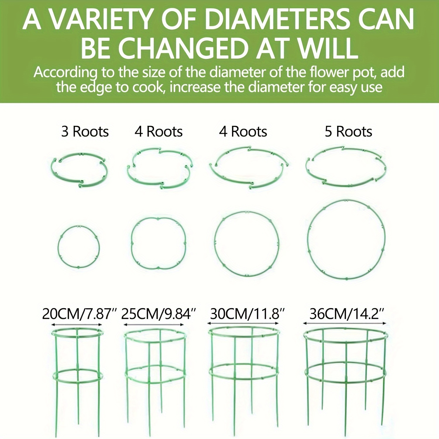 5/10 Pack Garden Plant Support Cages - Durable Green Plastic Tomato ...
