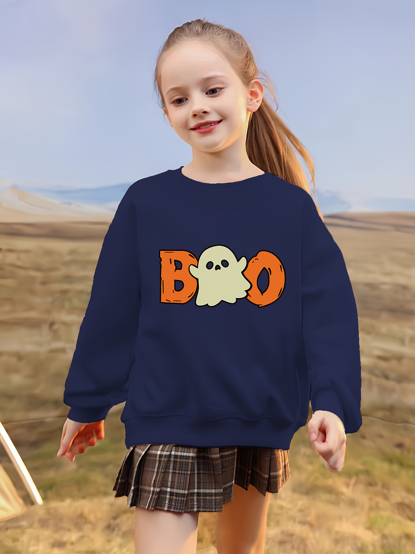 Boo Cute Cartoon Ghost In Cloak Graphic Print Clothes Girls' - Temu ...