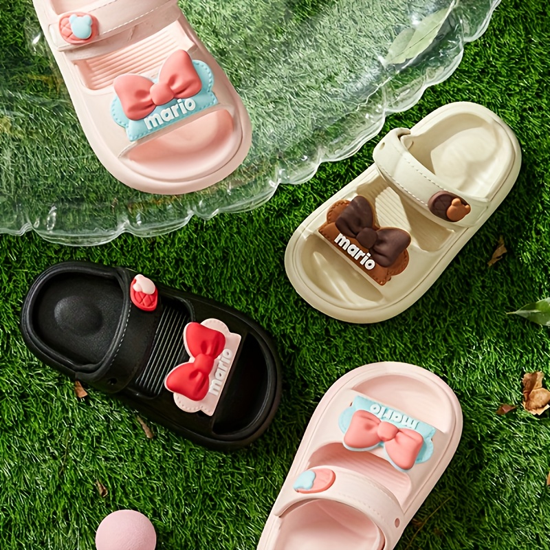 Trendy Cute Bowknot Open Toe Sandals Girls Breathable - Temu New Zealand