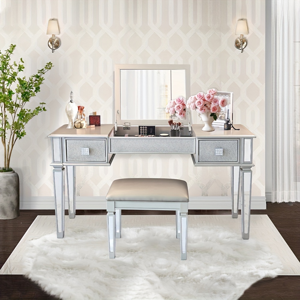 Mirror Dressing Table Drawers Bedroom Dressing Table Set - Temu