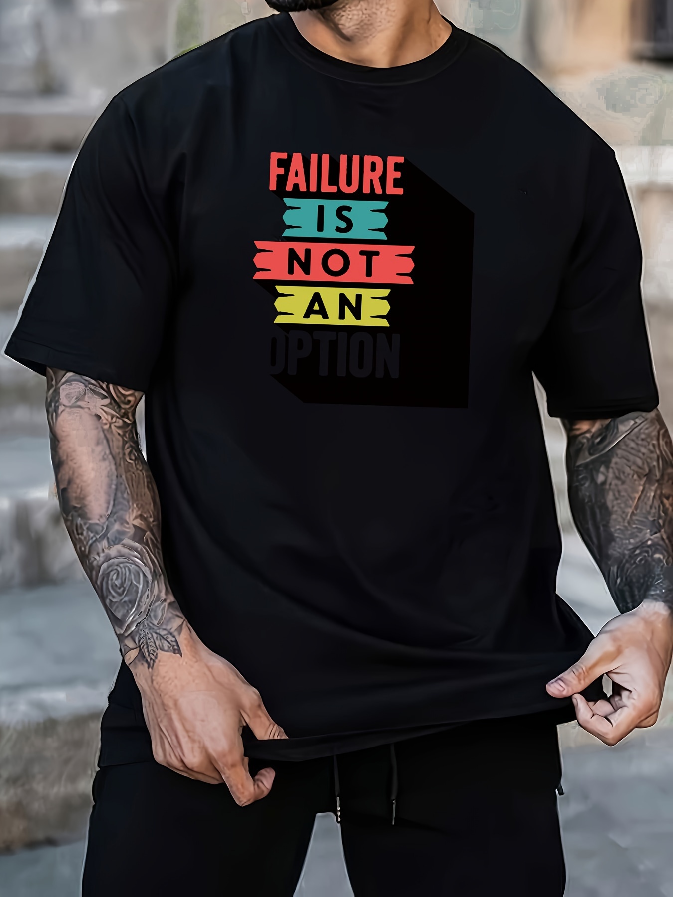 men's plus size athletic crew neck t shirt "failure not an - Temu Canada