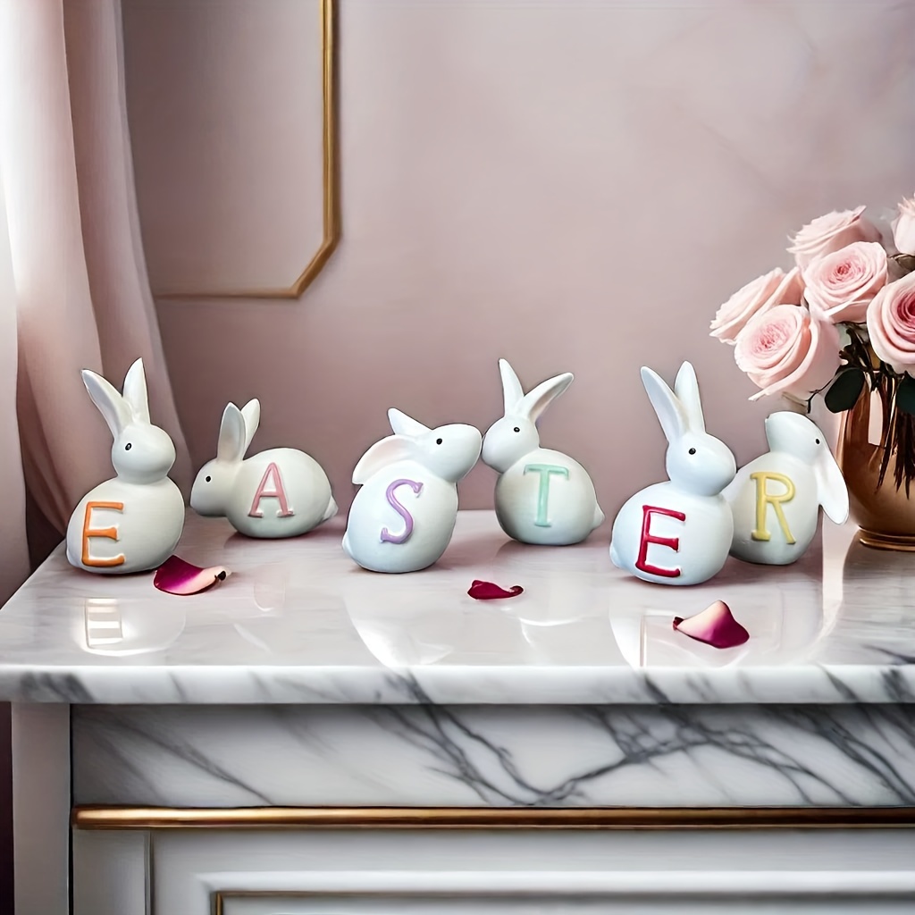 Rustic Fat Rabbit Decoration Easter Resin Decoration Fat - Temu