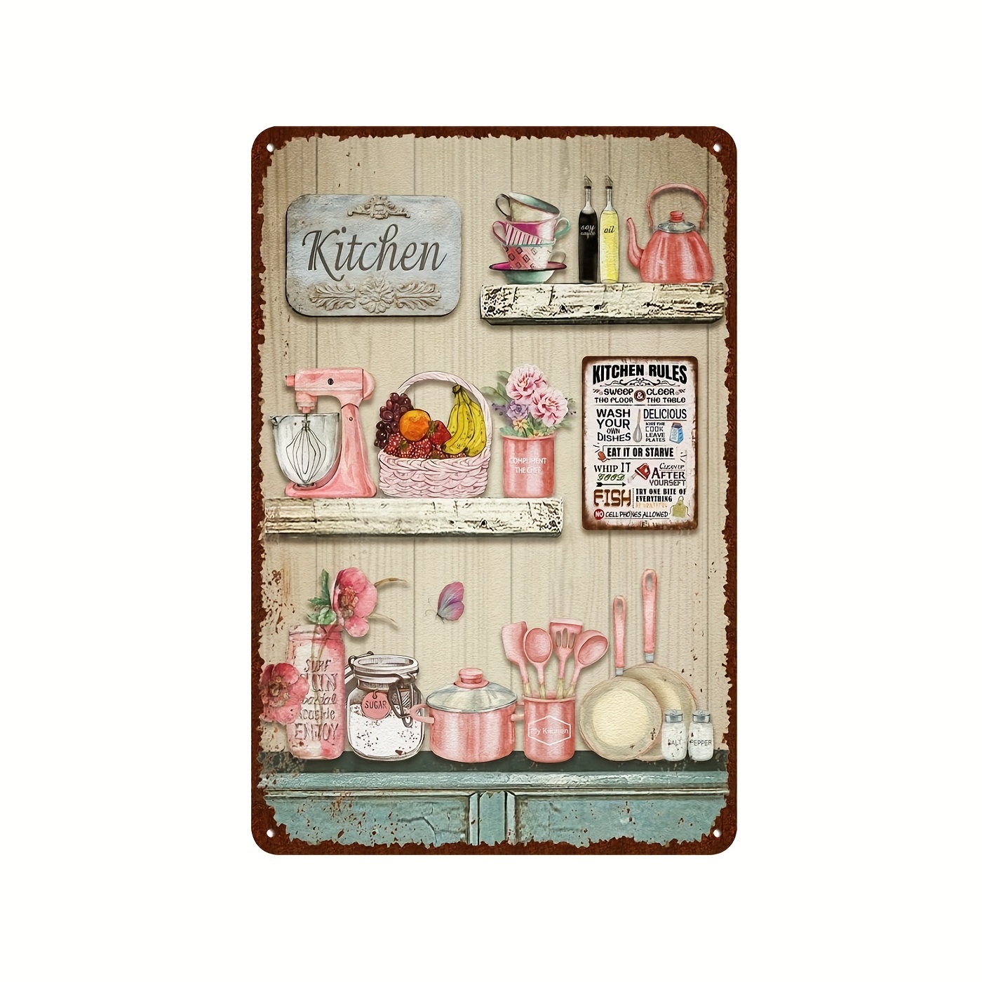 Vintage Farmhouse Kitchen Metal Tin Signs Rustic Flower - Temu Australia