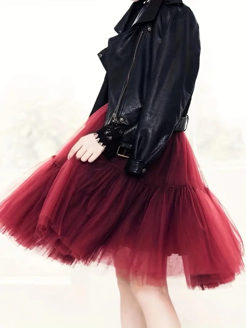 Mesh Ruffle Layered Skirt Elegant Tulle Skirt Carnival Temu Australia