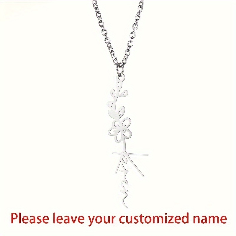 Personalized Name Necklace Birth Month Flower Stainless - Temu Denmark