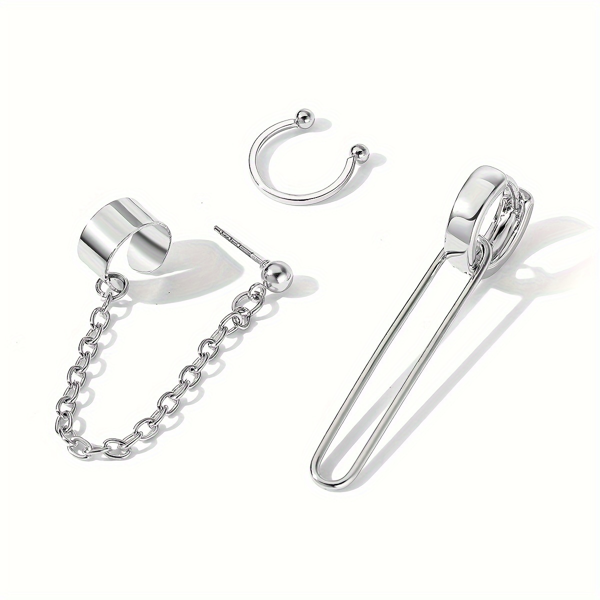 Single sided Ear Clip Punk Golden Silver Integrated Ear Stud - Temu ...