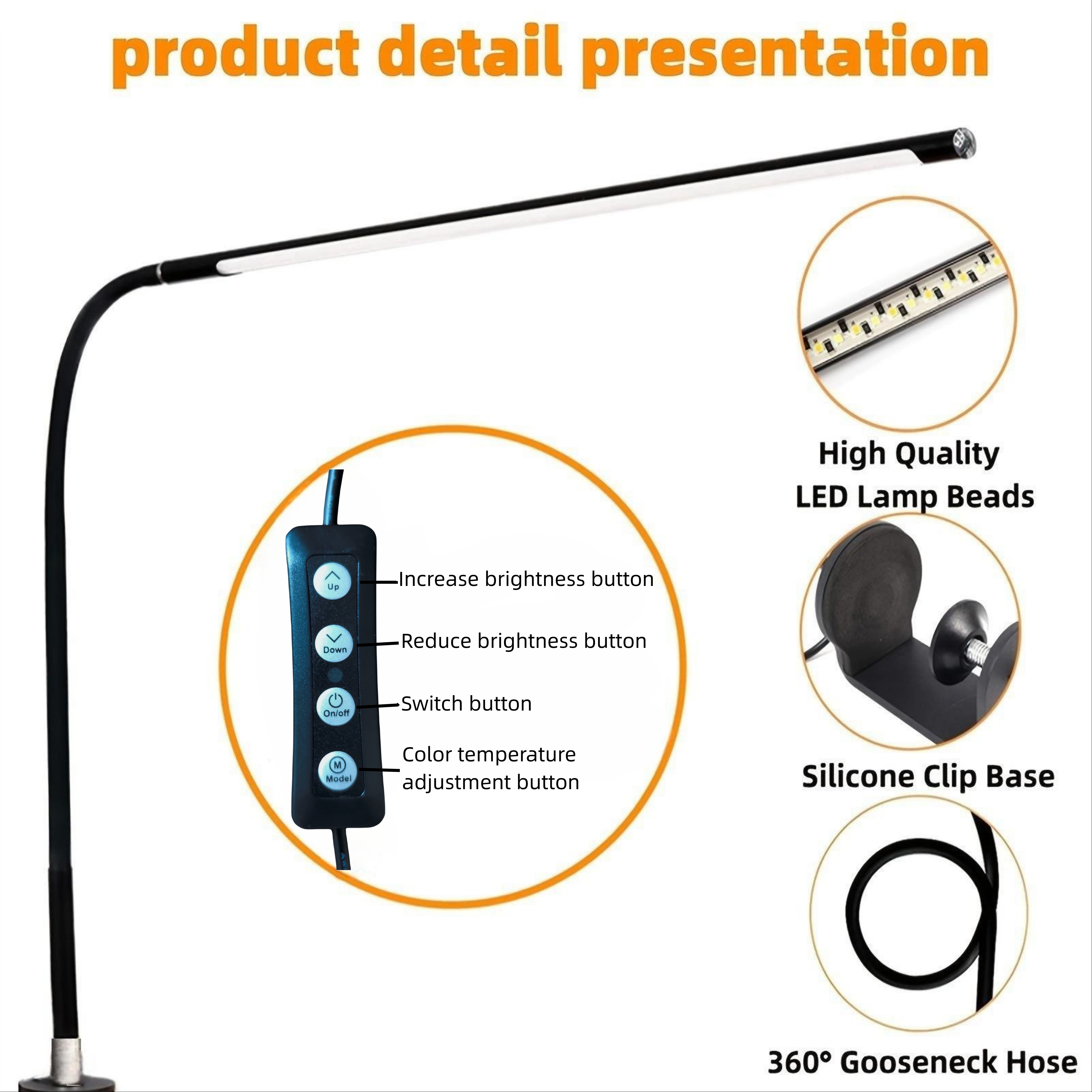 Modern Gooseneck Desk Lamp 3 Lighting Modes 10 Brightness - Temu