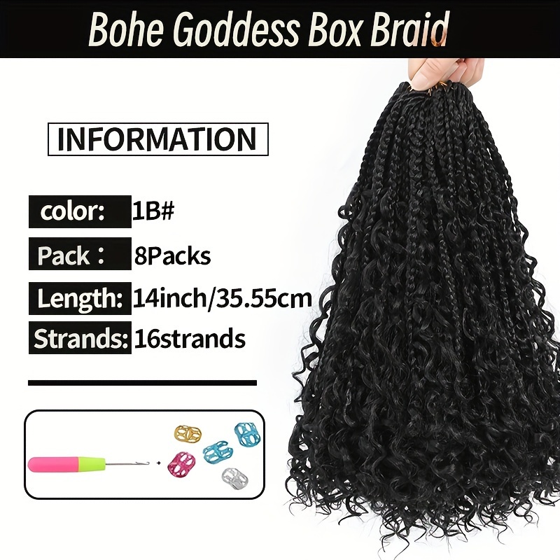 Women's Goddess Box Braids With Curly Ends - 14 Inch 8packs Crochet ...