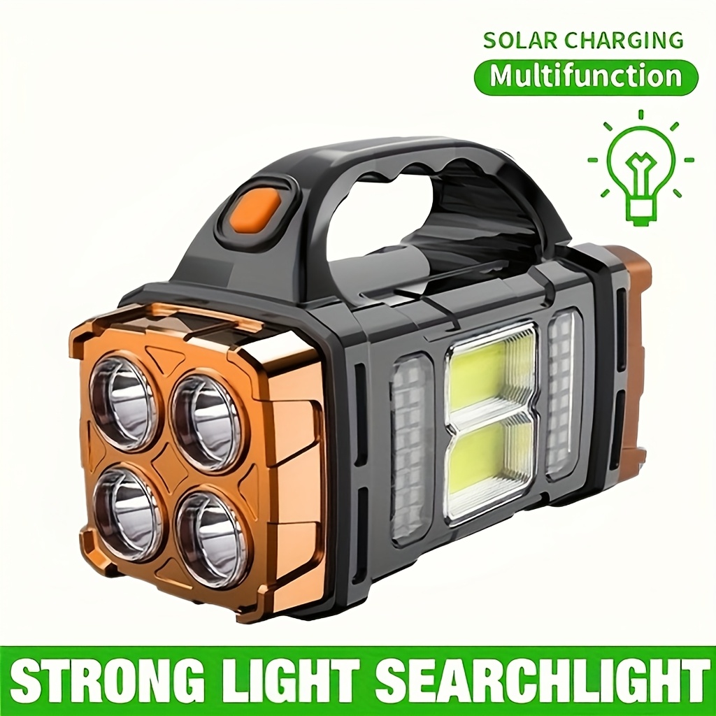 TEMU Versatile Solar-powered Flashlight With 1500mah Rechargeable ...